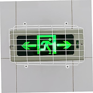 SEWOART 2pcs School Evacuation Sign Exit Sign Wall Covers Exit Sign Wire Guard Emergency Light Damage Stopper Exit Sign Cage Guard Exit Light Protector Emergency Light Protector White Iron