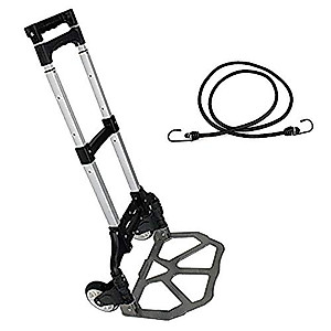 Smartxchoices Folding Hand Truck, Dolly Cart with Wheels & Telescoping Handle, Bungee Cord, Portable Aluminum Luggage Cart, Personal Trolley for Indoor Outdoor Travel Shopping Moving, 176 lb Capacity