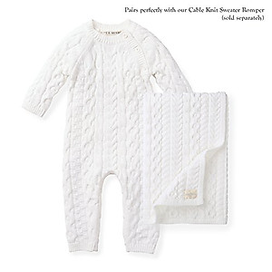 Hope & Henry Layette Ivory Cable Organic Cotton Blanket 31"x31"