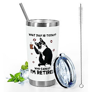 Icesip 20oz Funny Retirement Tumbler - Leakproof Stainless Steel Cup with Lid & Straw - Best Retirement Gift for Women, Men, Coworkers, Boss, Nurses, Doctors, Mom, Grandma