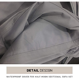 Oakmont Outdoor Furniture Cover, Patio Waterproof Sofa Cover, Half-Moon Shape Sofa Set UV Resistant Table and Chair General Purpose Furniture Cover(Grey)