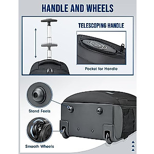 MATEIN 17 inch Rolling Backpack, Travel Laptop Backpack for Men Women, Large Wheeled Backpack Water Resistant Carry on Roller Bag Airline Approved, Business Luggage Suitcase, Traveler Gifts, Black