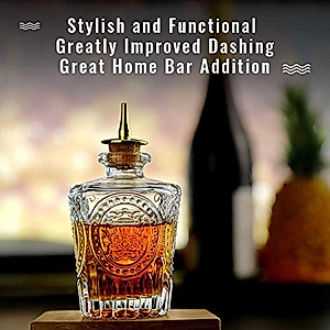 LINALL Bitters Bottle- Set of 2 Glass Dasher Bottle, Decorative Bottles with Zinc Alloy Dash Top for Cocktail,Great Bar Tool for Home Bar, Bartender, DSBT2 (2)