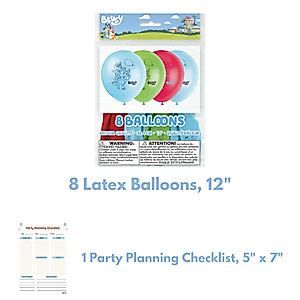 Unique Bluey Balloons Bundle - Bluey Themed Balloons Latex & Foil, with Checklist - Bluey Birthday Decorations, Bluey Party Supplies, Bluey Party Decorations