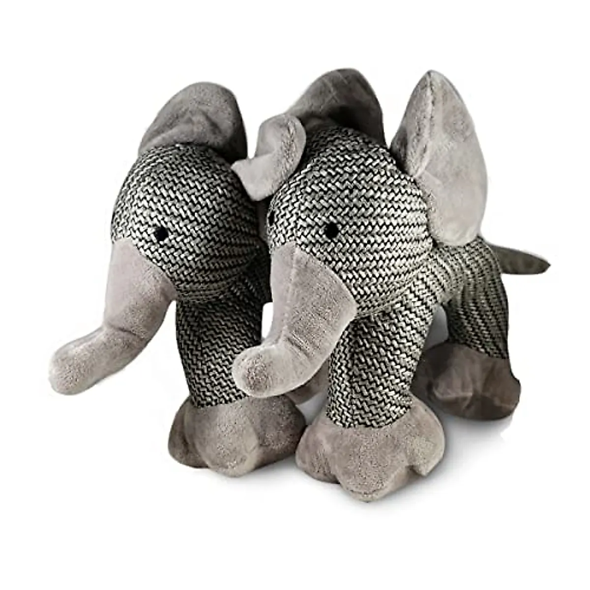 Lily Anne Boutique Woven Cute Dog Toys - Monkey Dog Toy, Elephant Dog Toy, or Sheep Dog Toy - Single or 2 Pack Squeaker Dog Toy - Soft Plush Toys for Light Biters - Dog Chew Toys (Elephant, 2-Pack)