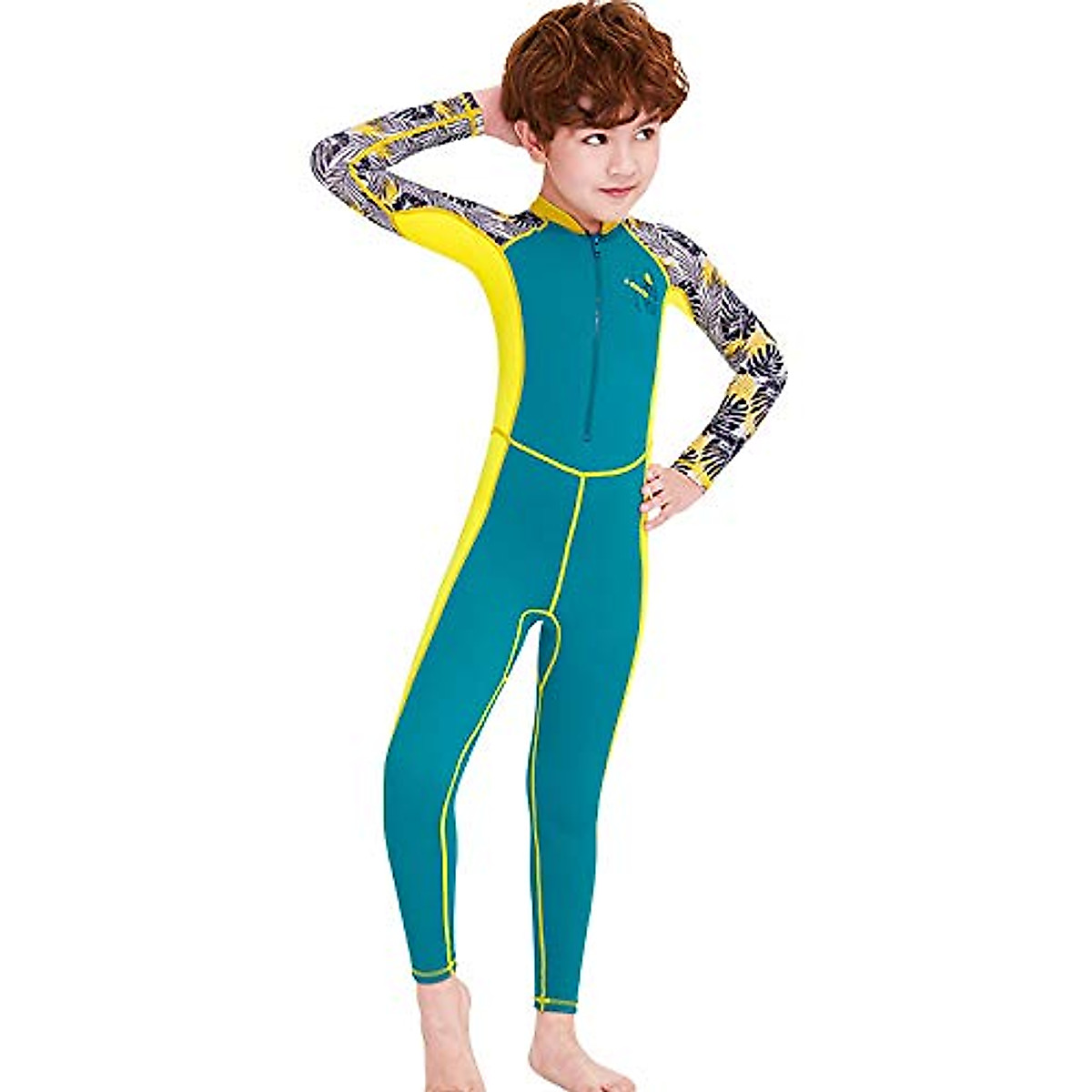 Youth Girls Boys One Piece Water Sports Sun Protection Rash Guard UPF 50+ Long Sleeves Full Suit Swimsuit Wetsuit Swimwear