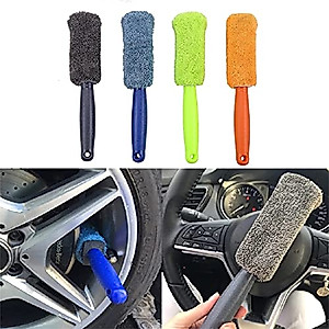 InfantLY Bright Wheel Rim Brush, Microfiber Metal Free & Cleaning Long Easy Reach Detailing Car Wash Cleaner Tool for Wheels Exhaust Tips Motorcycles Bicycles Grills
