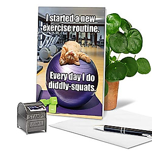 NobleWorks - 1 Happy Birthday Card with Funny Animals - Wildlife and Pet Humor, Fun Birthday Celebration Notecard - Diddly Squats C3955BDG