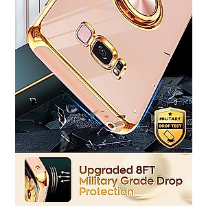 LeYi for Samsung Galaxy S8 Case [ Not Applicable S8 Plus] with 360° Rotatable Ring Holder Magnetic Kickstand, Plating Rose Gold Edge Protective Case, Pink