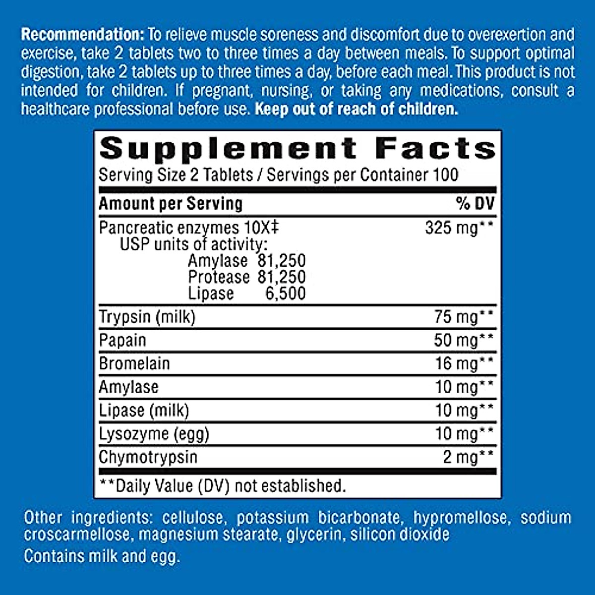 Nature's Way Mega-Zyme Systemic Enzymes, Relieves Occasional Muscle Soreness and Discomfort*, Pancreatic Enzymes, Digestive Health Support*, 200 Tablets