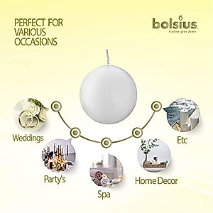 Bolsius 2 Count White Ball Candles - 2.75 Inches Unscented Candle Set - Premium European Quality - Dripless And Smokeless Clean Burning Dinner Candle - Perfect for Wedding, Party, And Special Occasion
