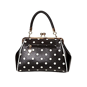 Dancing Days Crazy Little Thing Vintage Bag 50s Rockabilly Polka Top Handle Handbag - Black & White