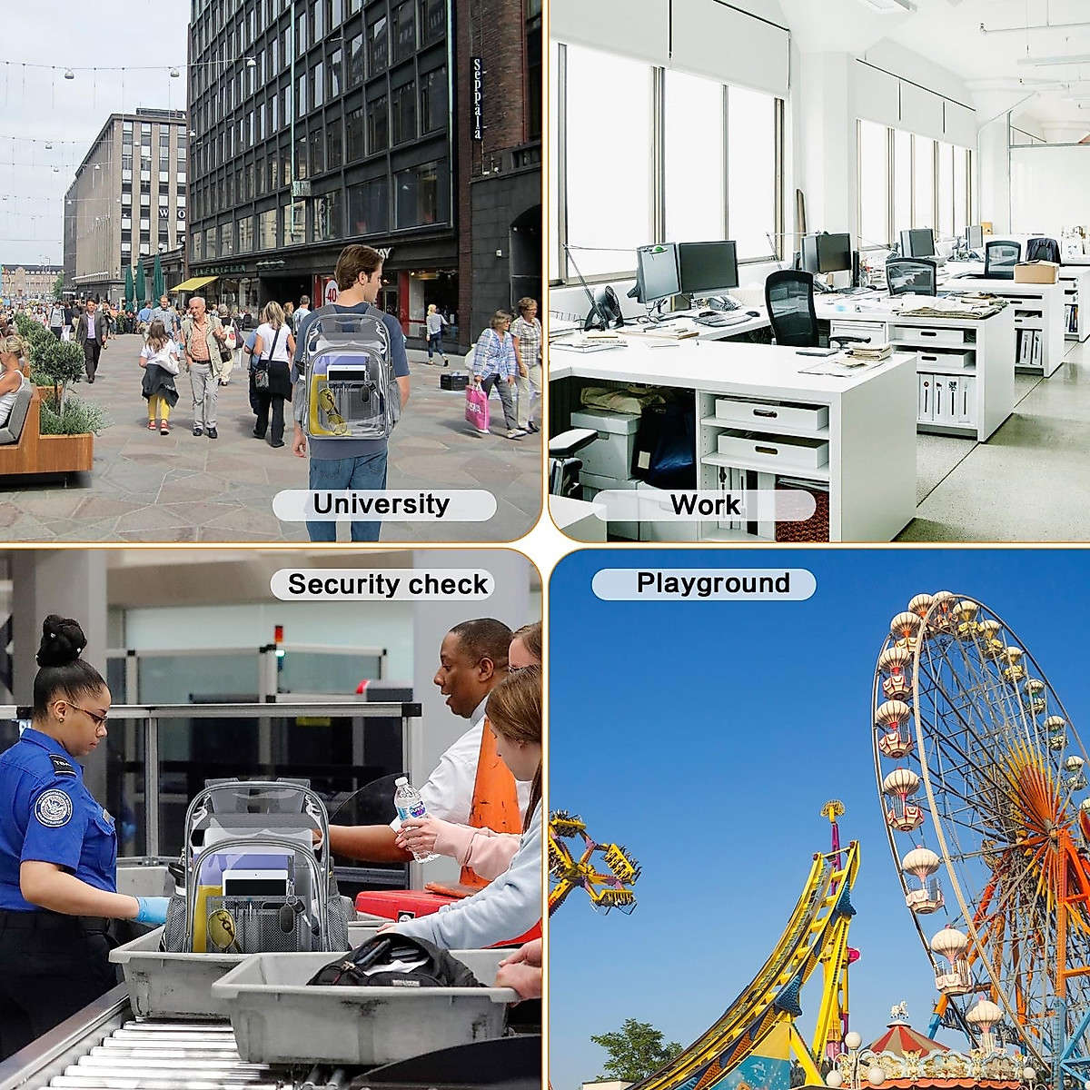 PAMANO Clear Backpack Transparent Heavy Duty Bookbag See Through Bag for College Work Stadium Concert Travel Security, Gray