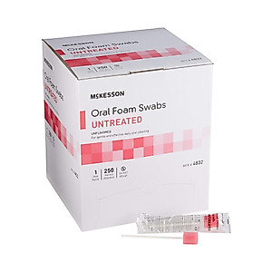 McKesson Oral Foam Swabs, Untreated, Gentle and Daily Oral Cleaning, Unflavored, 250 Count, 1 Pack