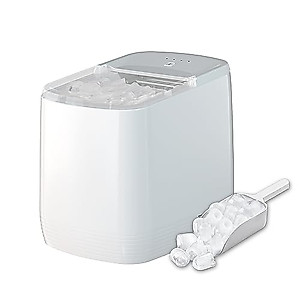 Ice Maker Countertop with Self-Cleaning, 45lbs/24H, 2 Sizes of Bullet-Shaped Ice in 6 Mins, Compact Ice Machine with Ice Scoop/Basket, Perfect for Home Kitchen Party Camping Bar Office