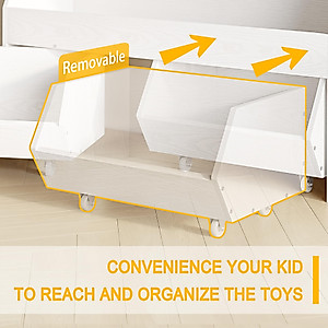 Fulhope Toy Storage Organizer for Kids, Toy Storage Cabinet with Drawers, Boys and Girls Toy Shelf with Wheels, Toy Organizer Kids Bookshelf with Storage for Nursery, Playroom, Bedroom (White)