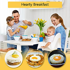 KLEINKITCH Egg Rings – 5 Piece Set of 2 Small and 2 Large Egg Molds for Frying Eggs with Oil Brush Plus Recipe EBook – Professional Portable Round Egg and Pancake Rings – 3 Inch and 4-Inch Sizes