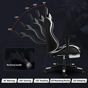 shuanghu Gaming Chair Office Chair Ergonomic Computer Chair with Reclining Chair with Headrest and Lumbar Support Video Game Chair for Adults Teens Desk Chair(Footrest)