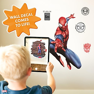 Wall Palz Marvel Spider-Man Peel and Stick Wall Decals - 30" Spider-Man Wall Decor with 3D Augmented Reality Interaction Marvel Decals for Wall