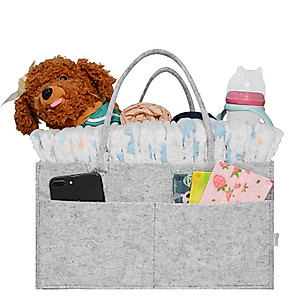 YaKuss Diaper Caddy Organizer for Baby, Changing Table Diaper Basket Caddy Storage Bin Car Organizer, Diaper Storage Caddy, Portable Diaper Caddy Basket for Boys and Girls (Small, 1.0 Grey)
