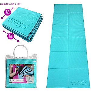 VViViD Foldable Thick Pvc Padded Square Tile 6 Feet x 2 Feet Workout And Yoga Mat Blue