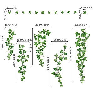 decalmile Hanging Vine Wall Decals Evergreen Ivy Leaves Wall Stickers Bedroom Living Room Sofa TV Background Wall Art Decor