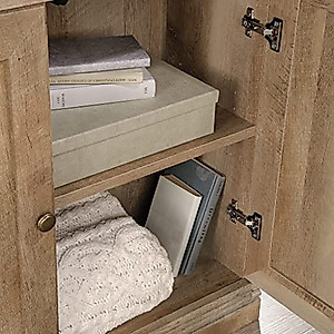 Sauder Miscellaneous Bookcase with Doors, L: 35.28" x W: 13.23" x H: 69.76", Lintel Oak finish