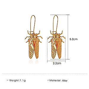 BELUCKIN Vintage Egyptian Big Insect Bug Cicada Dangle Earrings Retro Animal Jewlery (gold)
