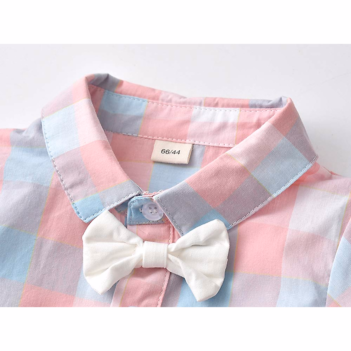 Baby Boys Gentleman Outfits Suits, Infant Short Sleeves Shirt+Bib Pants+Bow Tie Overalls Clothes Set,3-6M Multi