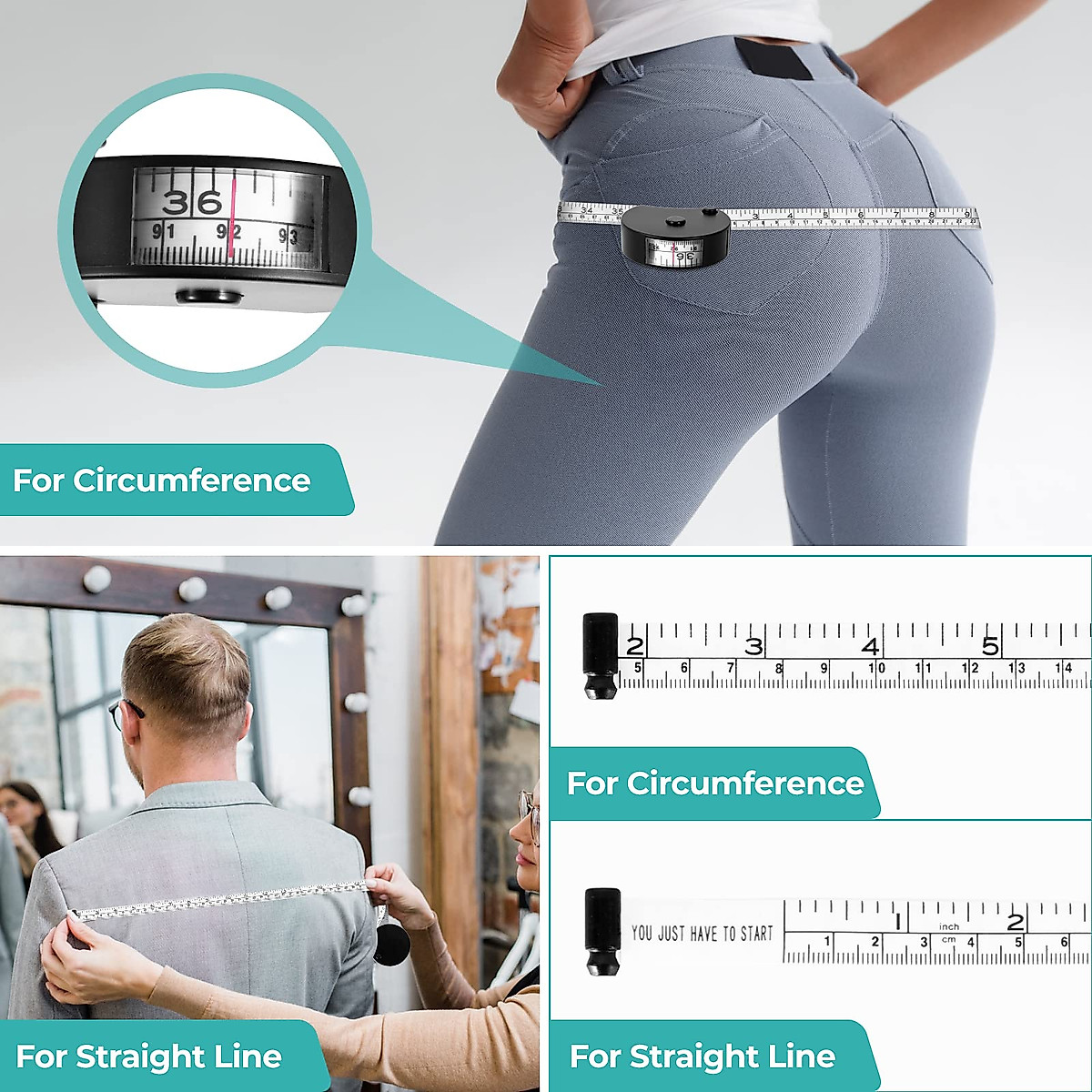 Body Tape Measure, Body Measuring Tape for Weight Loss, Fitness, Bodybuilding. Lock Pin, Retractable Soft Sewing Tape for Tailors, Measures Body Part Circumferences by Single Hand, 60Inch/150cm, 3 PCS