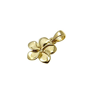 Arthur's Jewelry 14k solid yellow gold Hawaiian plumeria fancy flower 9mm charm pendant