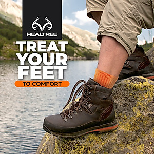 Realtree Thermal Socks for Men - 3 Pack Heavy Weight thermal Crew Sock - Thick Insulated Socks, Winter Accessories for Boots (US, Numeric, 6, 12, Regular, Regular, Orange)