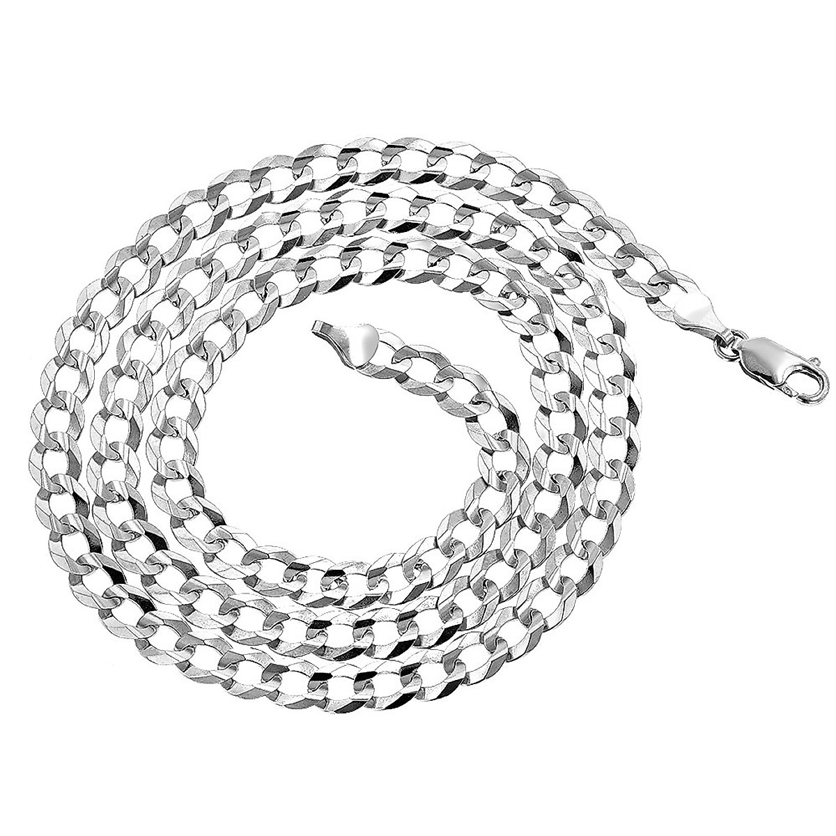 IcedTime 14k White Gold Italy Cuban Curb Solid Chain Necklace 3.5mm Wide 18" Long with Lobster Clasp