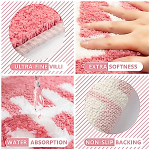 RORA Funny Cute Chill Pill Bath Mat Small Pink Bathroom Rugs Preppy Bathroom Decor Aesthetic Bath Rug Non Slip Washable Water Absorbent