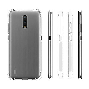 Ytaland Case for Nokia C2 Tava, C2 Tennen (2020),with Tempered Glass Screen Protector. Crystal Clear Soft Silicone Shockproof TPU Transparent Bumper Protective Phone Case Cover