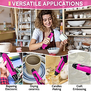 ThinkLearn Heat Gun - Mini Heat Gun for Crafting with 300W, Dual Temp Heat Gun 482°F-662°F, Fast Heat Hot Air Gun&Glue Gun Set with Nozzle, for DIY Craft Embossing Candle Making Shrink Wrapping (Pink)