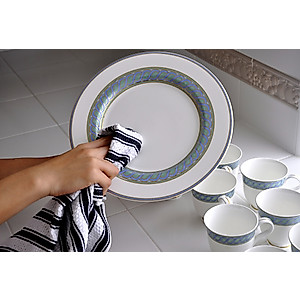 Nouvelle Legende Striped Basketweave Towels, Absorbent Cotton Tea Cloths for Dish and Kitchen, 19 by 29 Inches, 8 Pack