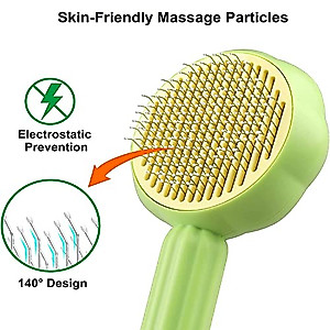 AESALUTOY Cat Brush for Shedding Indoor Cats - Cat Hair Brush for Deshedding Long Haired Cats, Self Cleaning Cat Grooming Brush, Slicker Brush for Cats, Kitten and Short Haired Dogs, Cat Fur Comb Brush with Two Cat Hair Combs(Green)