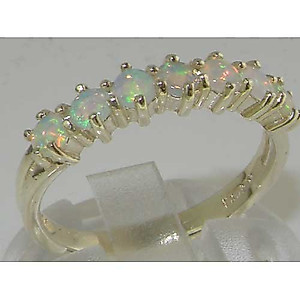 LetsBuyGold 925 Sterling Silver Natural Opal Womens Eternity Ring - Size 8.5