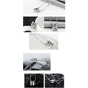 S925 Sterling Silver AAAAA Australia Crystal Round Cut Solitaire 0.8 Carat (6.0mm) CZ Dainty Box Chain Choker Necklace for Women