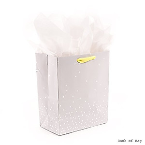 Hallmark 9" Medium Baby Gift Bag with Tissue Paper - Baby Banner in Grey, Pink and Blue for Baby Showers, New Parents, and More