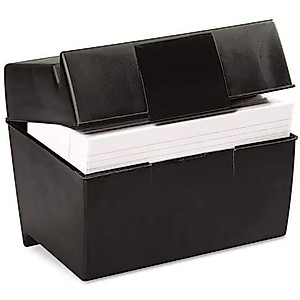 1InTheOffice Index Card Box 4x6, Index Card Storage Box 4 x 6 inches Index Card Holder 4x6 400 Capacity & Index Card Guide Set, A-Z, 1/5 Tab