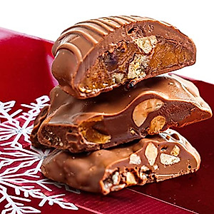 Bonnie and Pop's Holiday Tin- with Assorted Christmas Chocolate, Nuts, Bark, Truffles – Festive, Corporate, Family, Gift Basket Idea for Men and Women