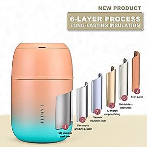 HAWEEK Insulated Food Container 17 oz Soup Thermo for Hot Food Adults, Stainless Steel Vacuum Lunch Box with Folding Spoon, Adult Kids Thermo Portable with Handle for School, Office, Outdoor