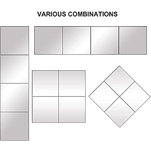 OBIOZZ Bedroom Floor Standing Mirror Full Length Mirror Tiles 11.5 Inch X 4Pcs Frameless Real Wall Mirror Set Make, Perfect for Your Bedroom, Cloakroom, Entry