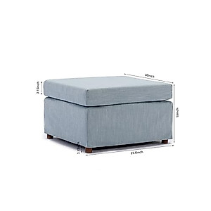 Convertible Modular Sectional Sofa Sleeper Couch,Free Combination Sofa Couch for Living Room,Seat Cushion and Back Cushion Removable and Washable,Light Blue (3 Seater with 1 Ottoman)