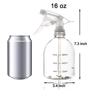 Youngever 6 Pack Empty Plastic Spray Bottles, Spray Bottles for Hair and Cleaning Solutions, 6 Pack 16 Ounce Bottles (3 Clear and 3 Black)