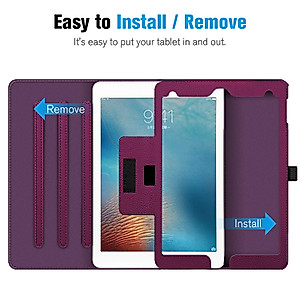 Fintie Case for iPad Pro 9.7 Inch 2016 Release Tablet- [Corner Protection] Multi-Angle Viewing Folio Smart Stand Back Cover with Pocket, Pencil Holder, Auto Wake/Sleep, Purple