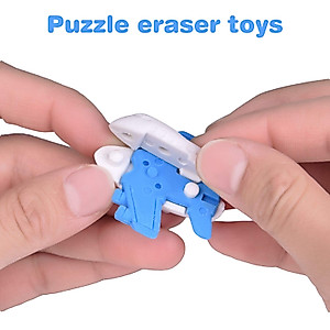 FUN LITTLE TOYS Erasers with Easter Eggs Cute Mini Animals Food Puzzle Erasers for Kids Bulk Fillers Inside Toys