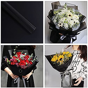 20 Pcs Double Sided Color Flower Wrapping Paper,Waterproof Valentine's Day Bouquet Wrapping Paper 23x23Inch Used for DIY Crafts, Gift Packaging, Flower Shop Bouquet Packaging (Black)